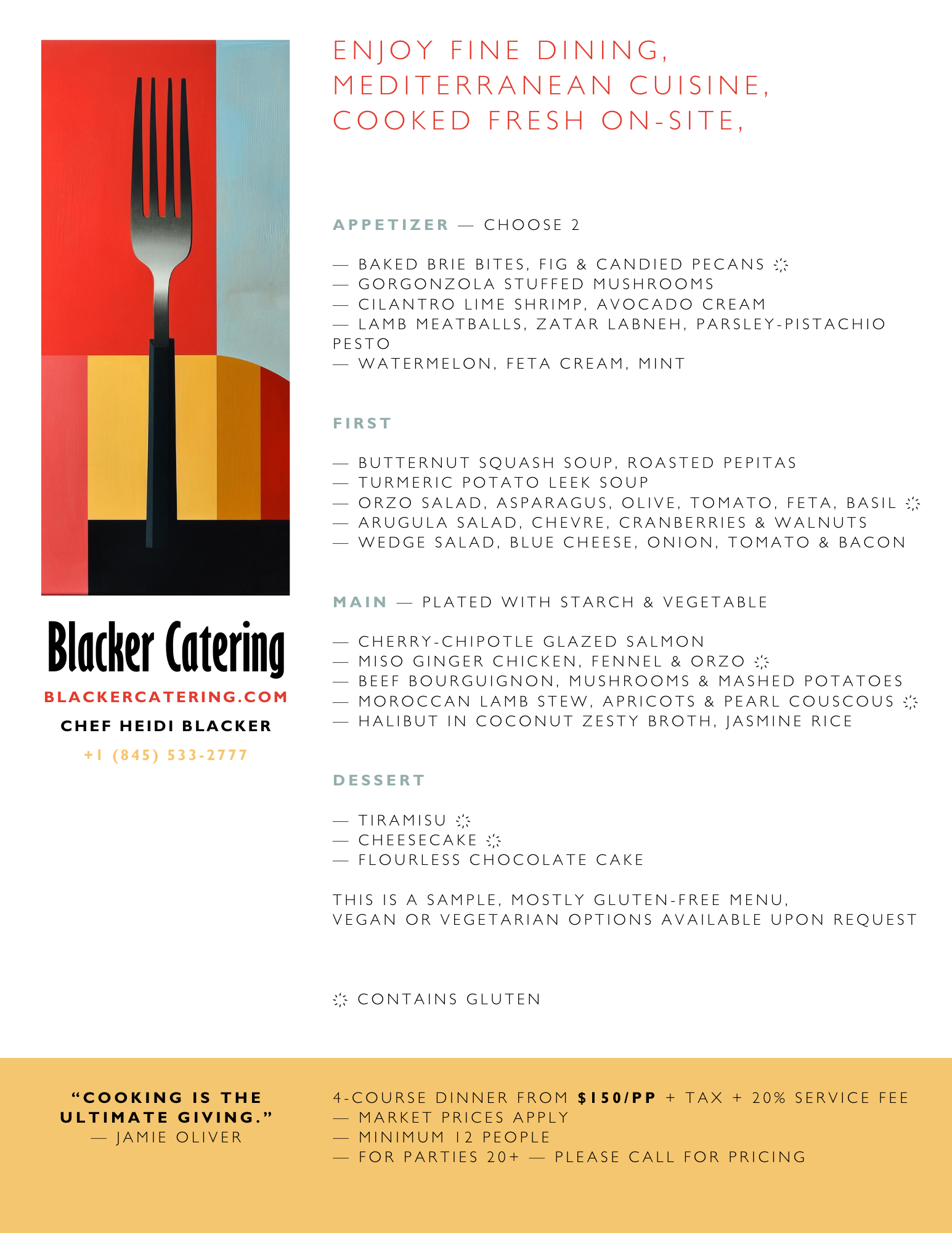 PLATED MENU – Blacker Catering